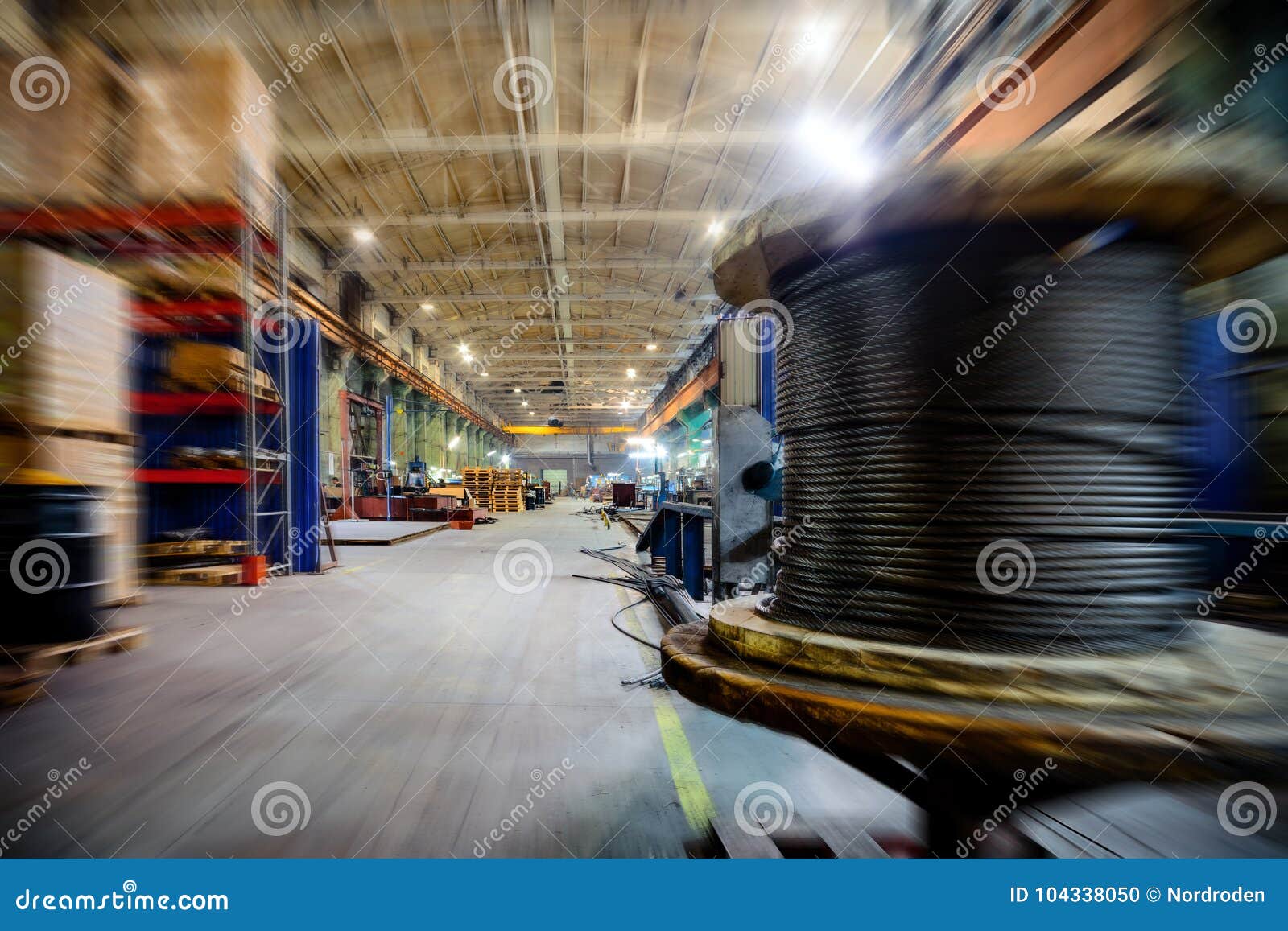 Large Industrial Shop, Motion Blur Effect. Stock Photo - Image of heavy ...