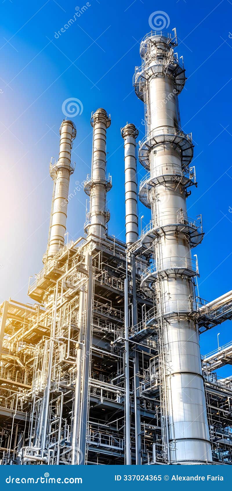 Large Industrial Structure with Cylindrical Towers Stock Illustration ...