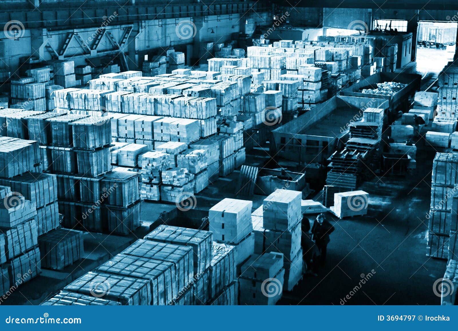Large industrial warehouse stock image. Image of bluish - 3694797