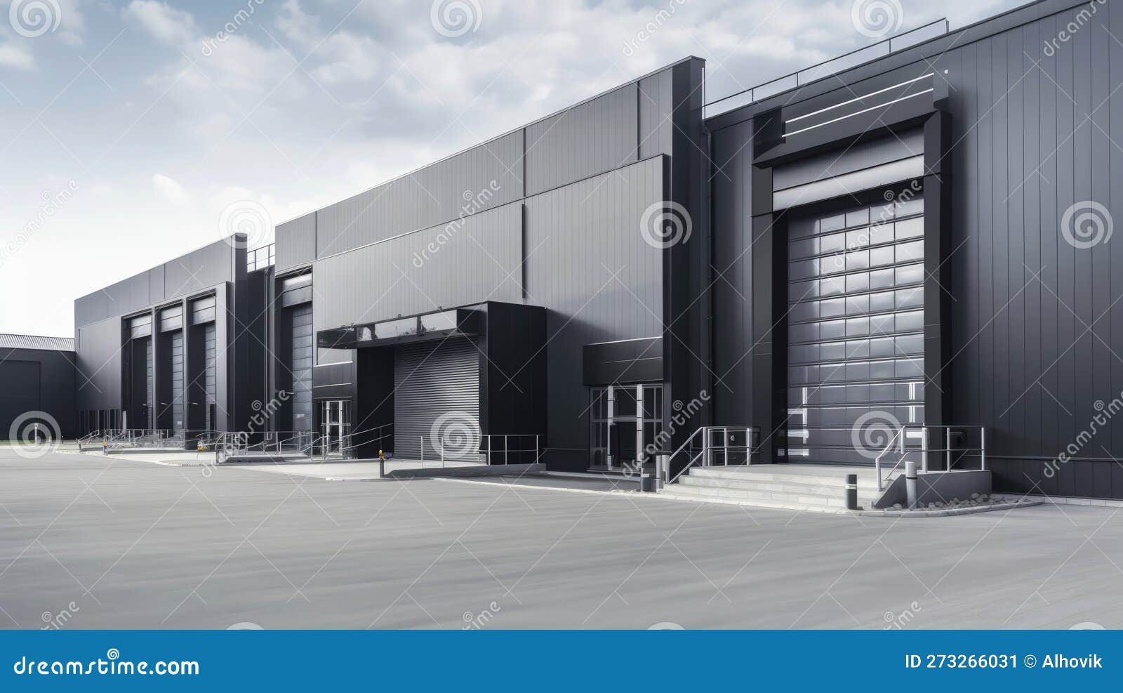 Large industrial warehouse stock illustration. Illustration of door ...