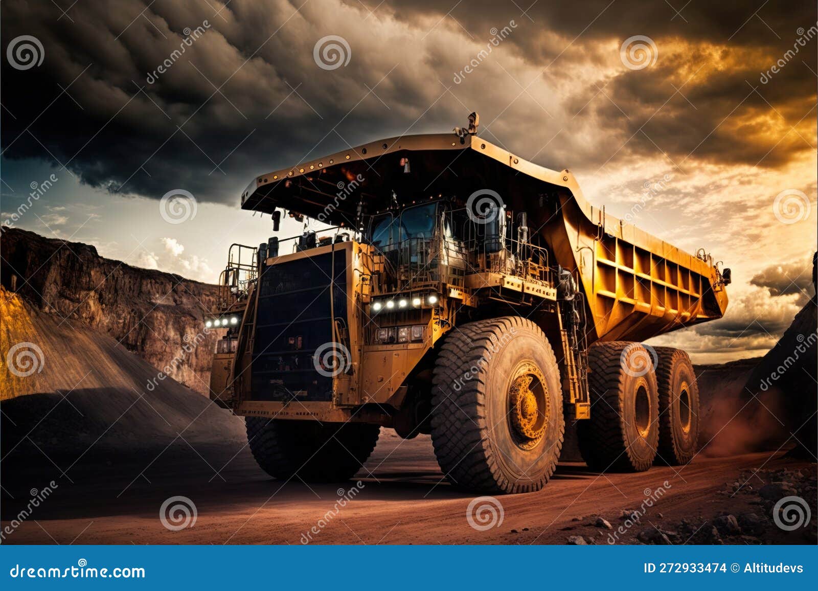 Large Industry Mining Dump Truck Transporting Gold, Coal, Solver or ...