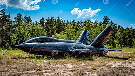 Large Inflatable Object in Field with Trees in the Background. AI Stock ...