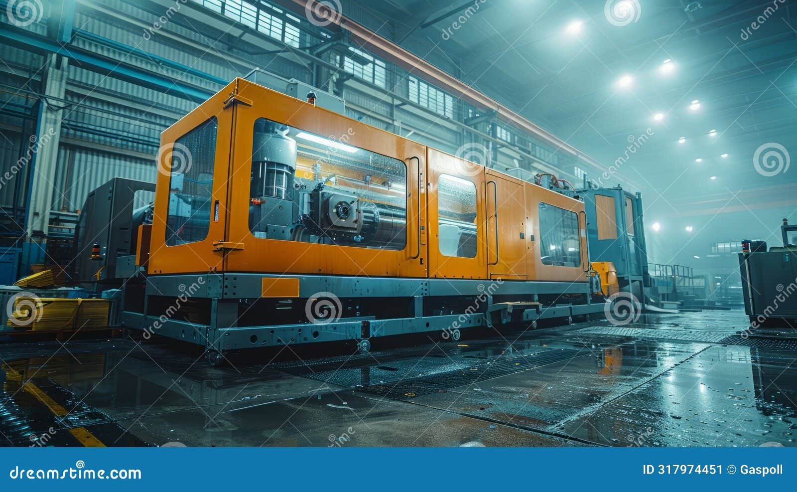 Large Injection Molding Machine Operating in Factory Stock Illustration ...
