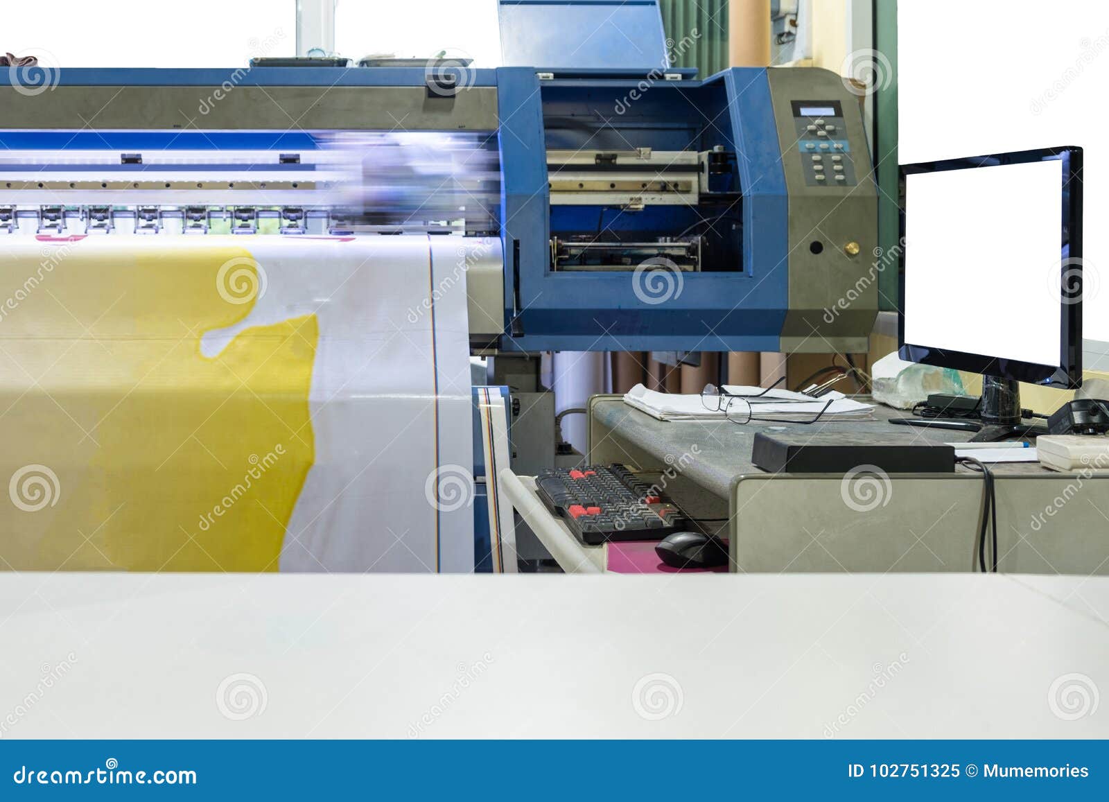 Large Inkjet Printer Working on Vinyl Banner with Computer Scree Stock ...