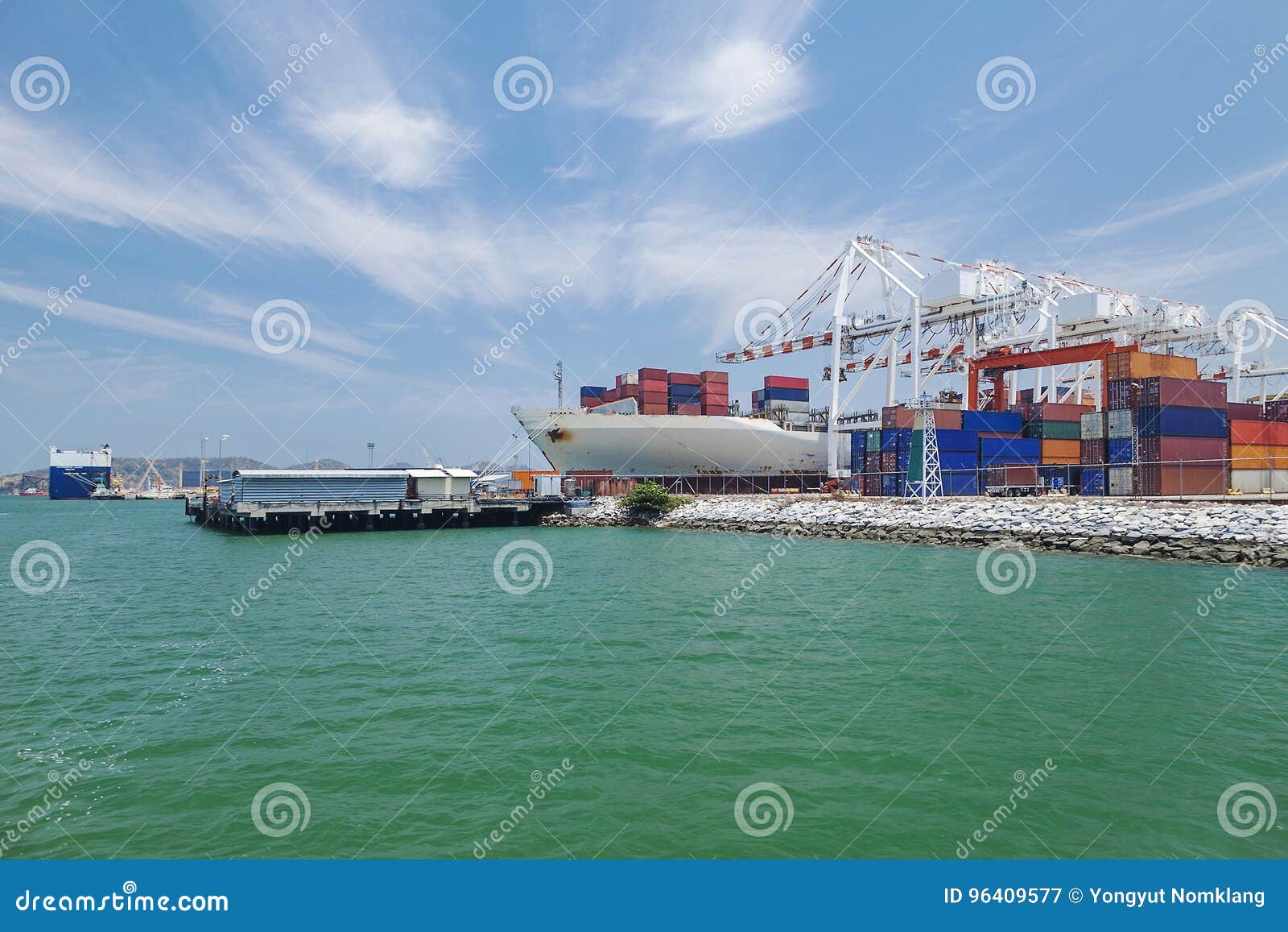 Large International Shipping Dock Stock Image - Image of export ...