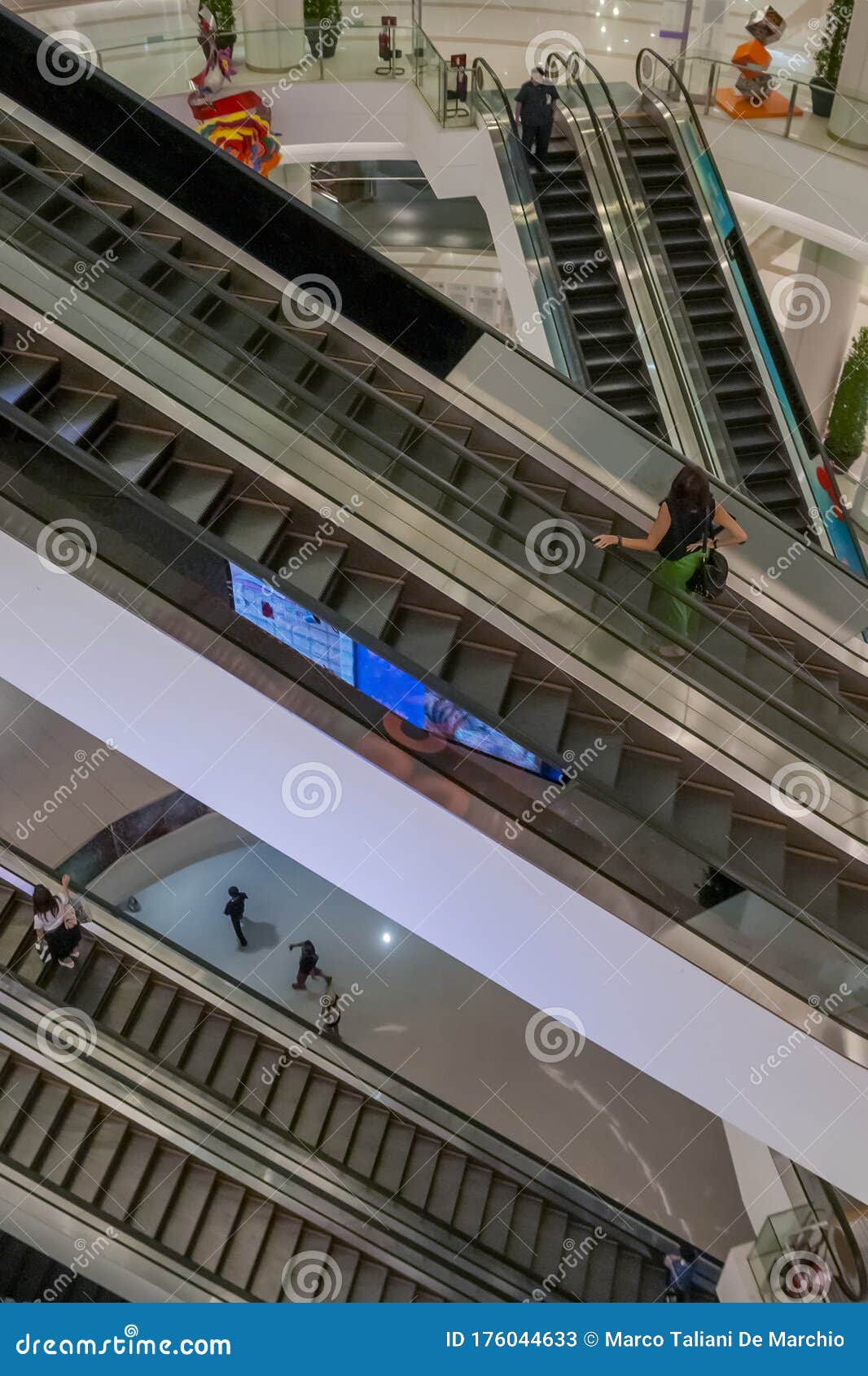 Large Intersection of Escalators Inside a Large, Modern Multi-storey ...