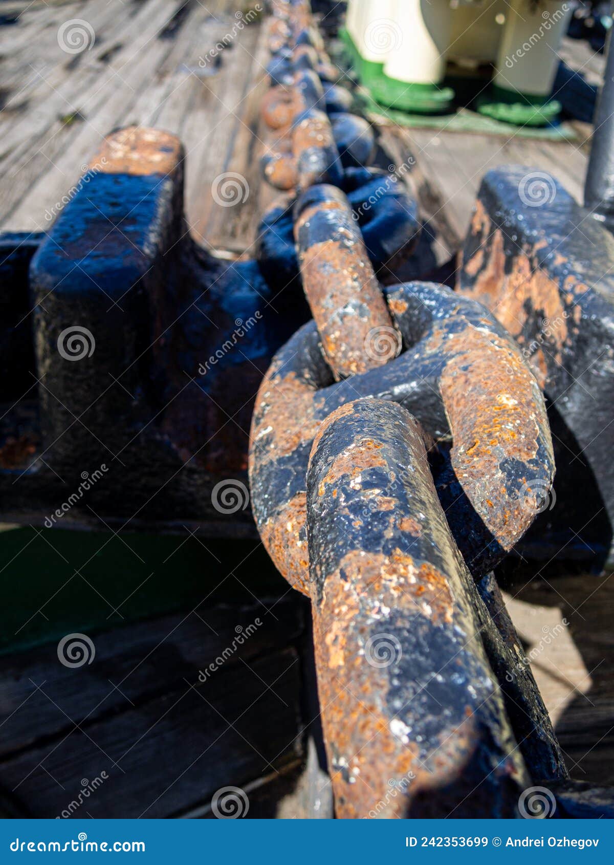 Large Iron Anchor Chain. a Rusty Chain Link. Corrosion. Shackles. Stock ...