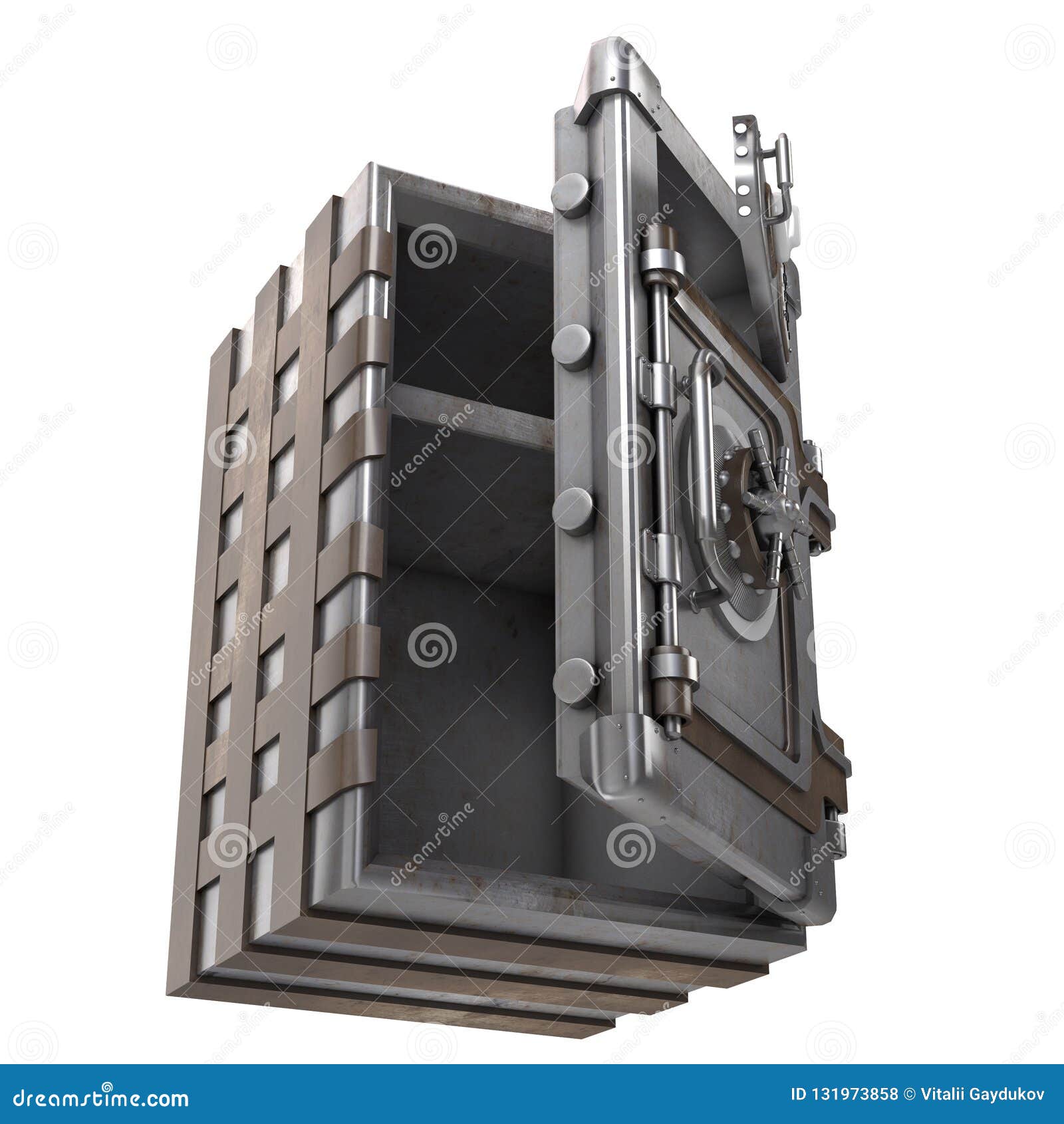 Large Iron Open Safe with Two Doors on an Isolated White Background. 3d ...