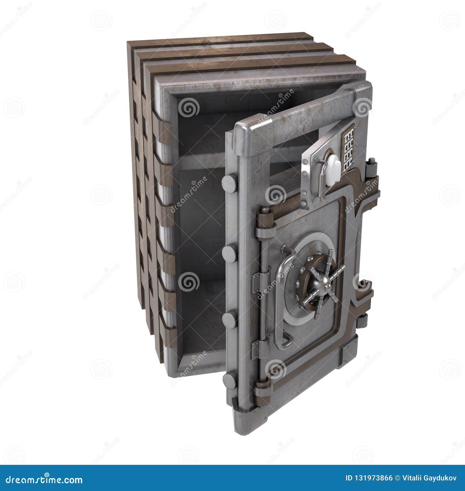 Large Iron Open Safe with Two Doors on an Isolated White Background. 3d ...