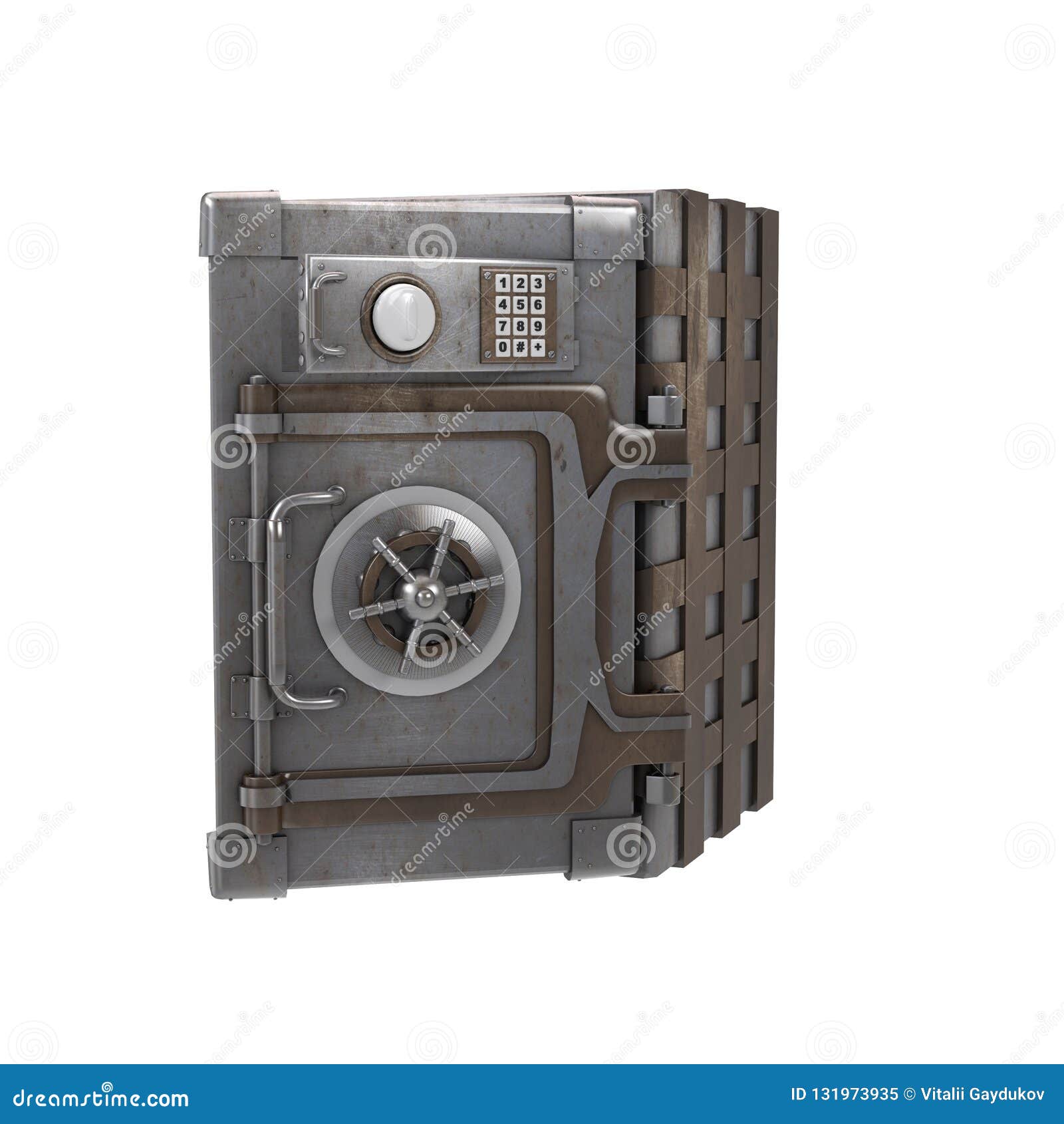 Large Iron Open Safe with Two Doors on an Isolated White Background. 3d ...
