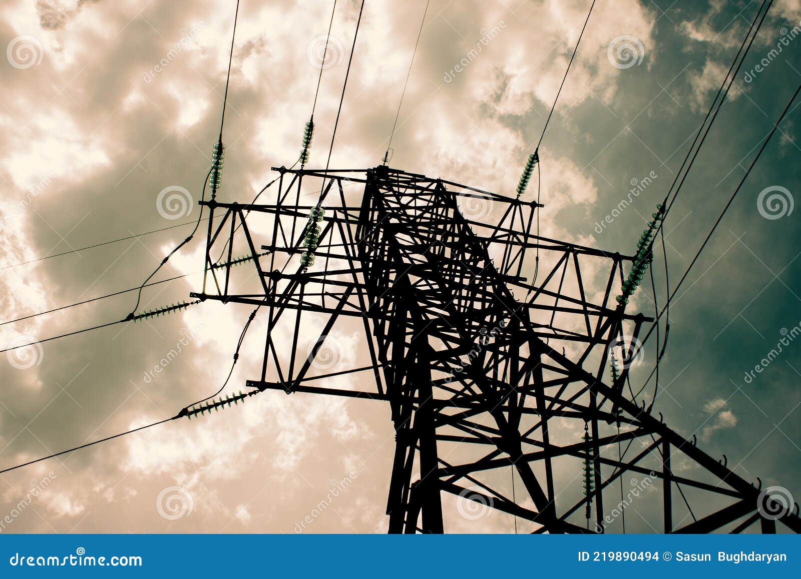 Large Iron Poles for Electricity Stock Photo - Image of blue, beautiful ...