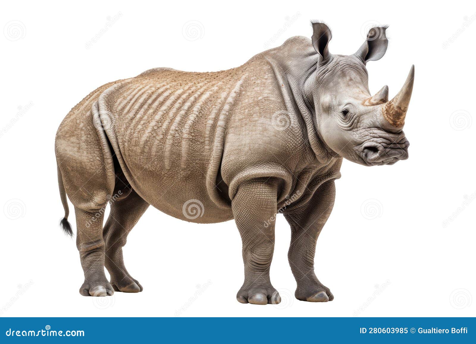 Black Rhinoceros Look Like Tree Branches On The White Background ...