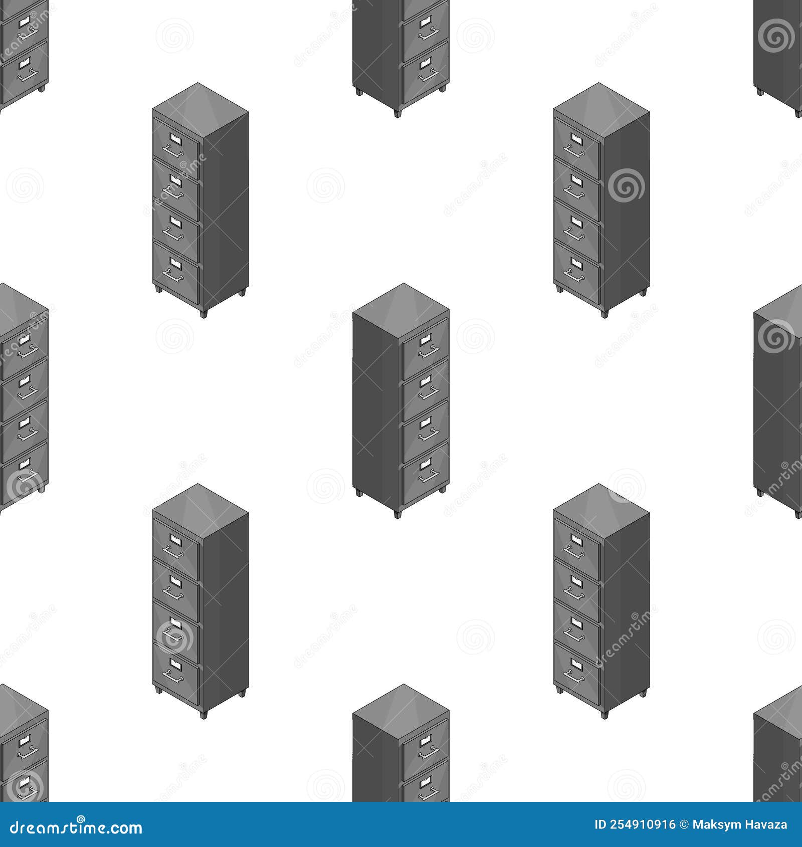 Large Isometric Set of Drawers with Documents. Isometric Iron Drawer ...