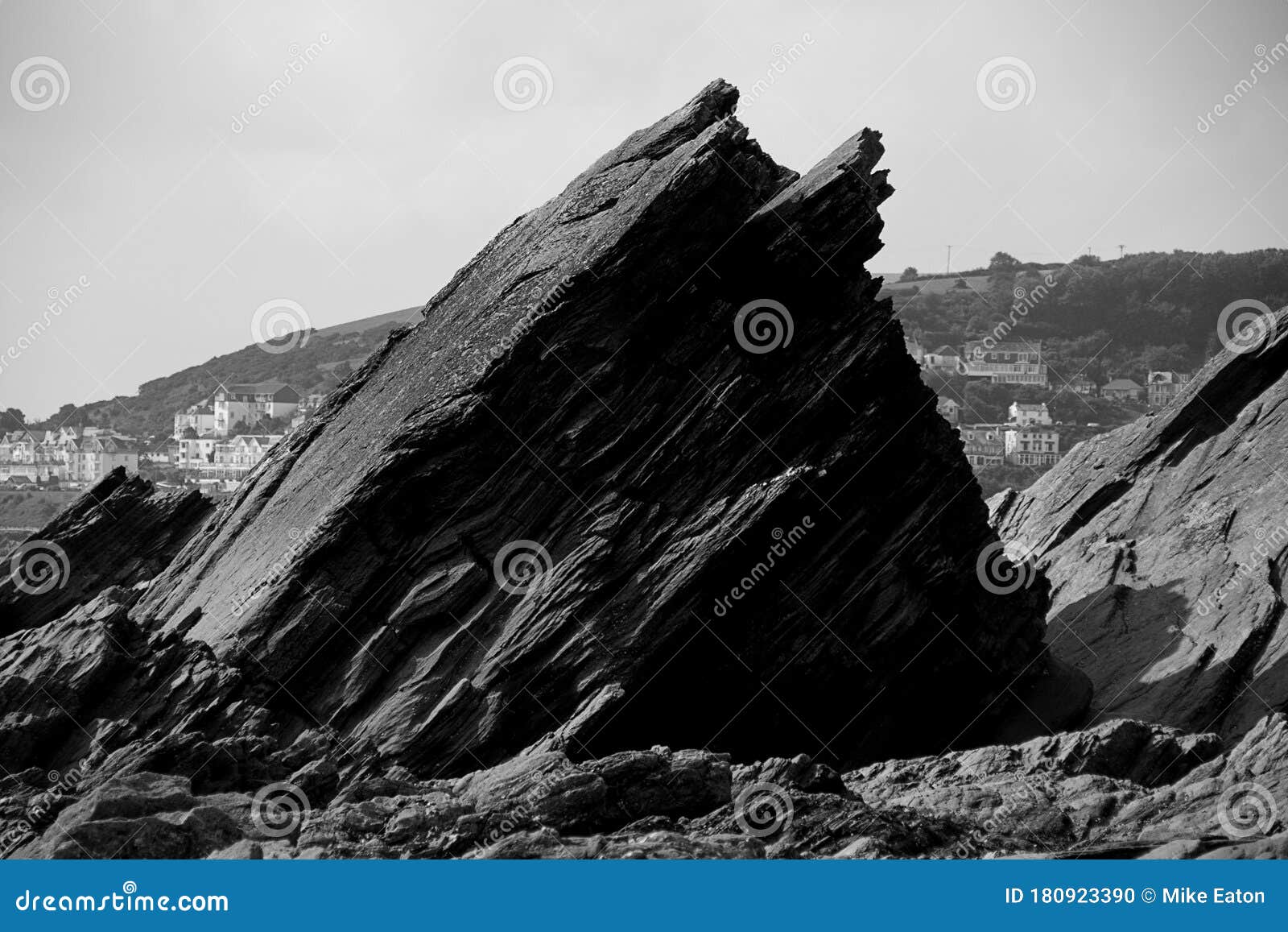 Large Jagged Rock on the Cornwall Coastline Stock Photo - Image of ...