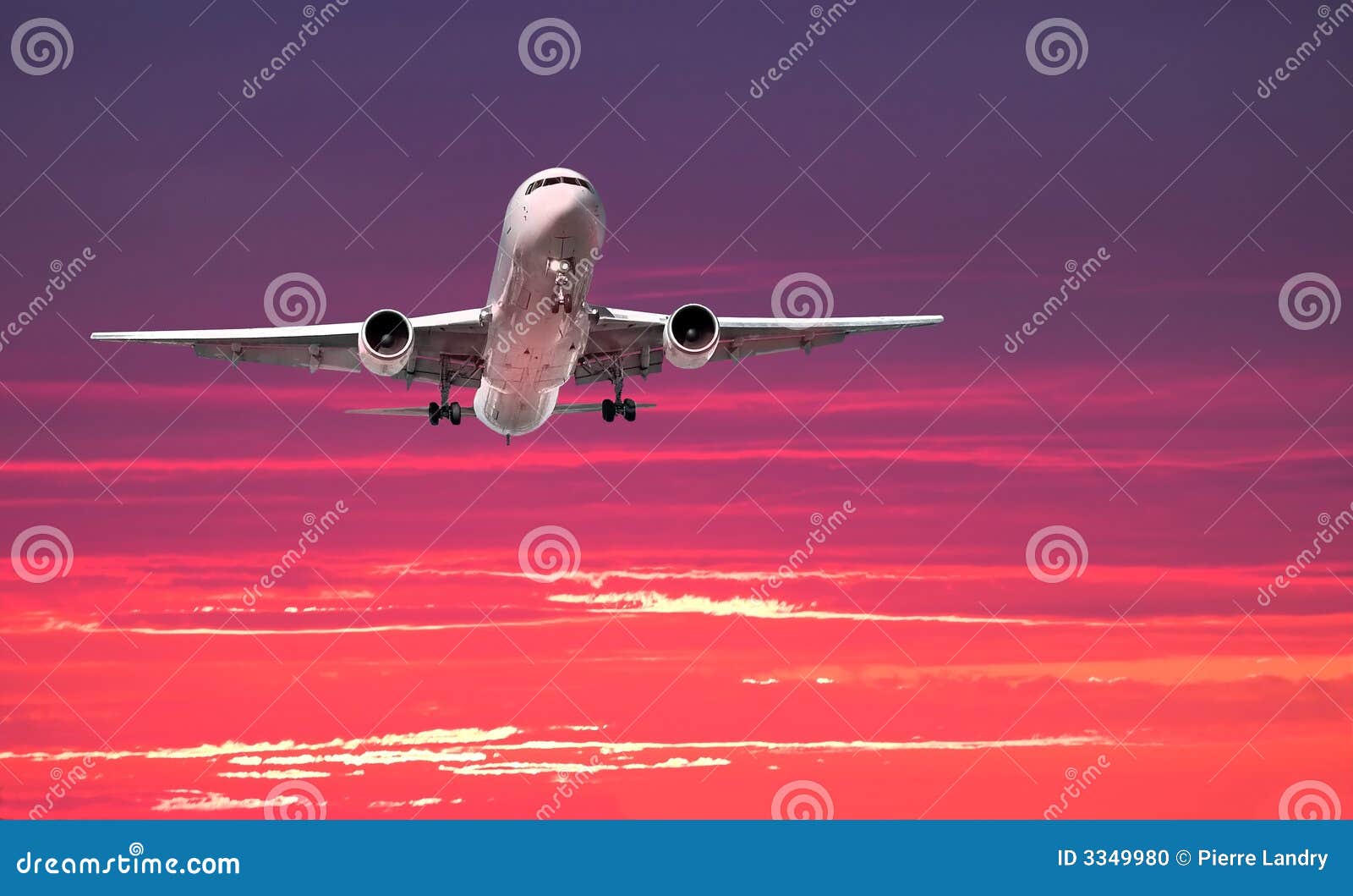 Large Jet Arriving at Sunset Stock Photo - Image of luxury, orange: 3349980