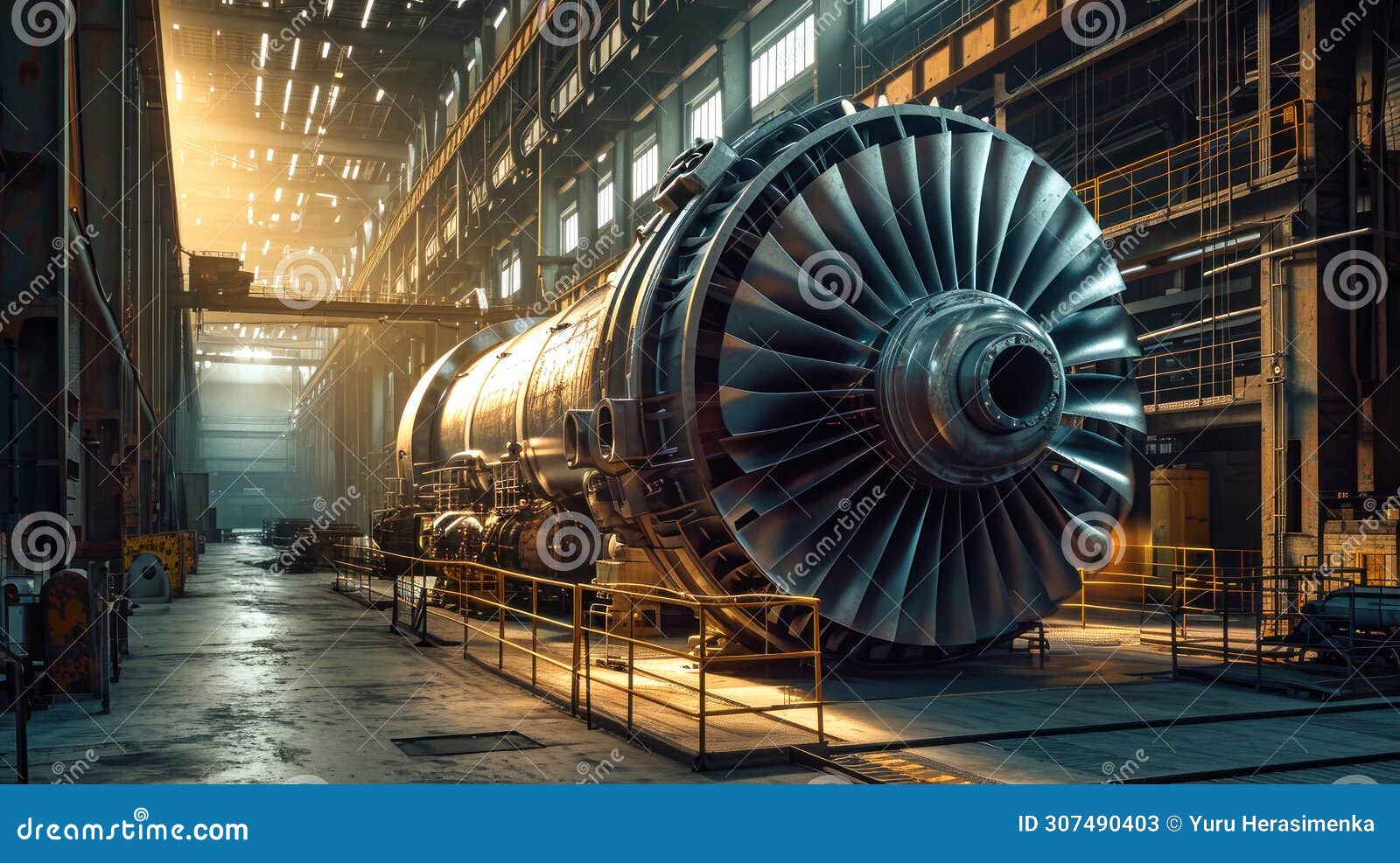 Large Jet Engine in Factory Workshop Stock Illustration - Illustration ...