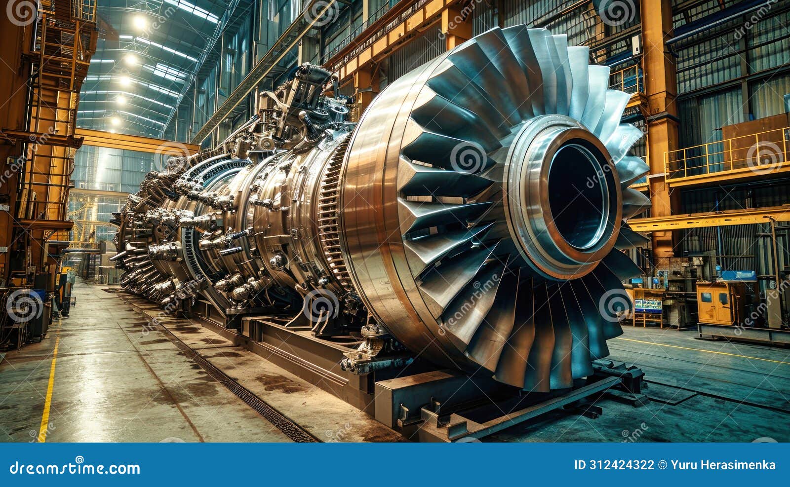 Large Jet Engine in Factory Workshop Stock Illustration - Illustration ...