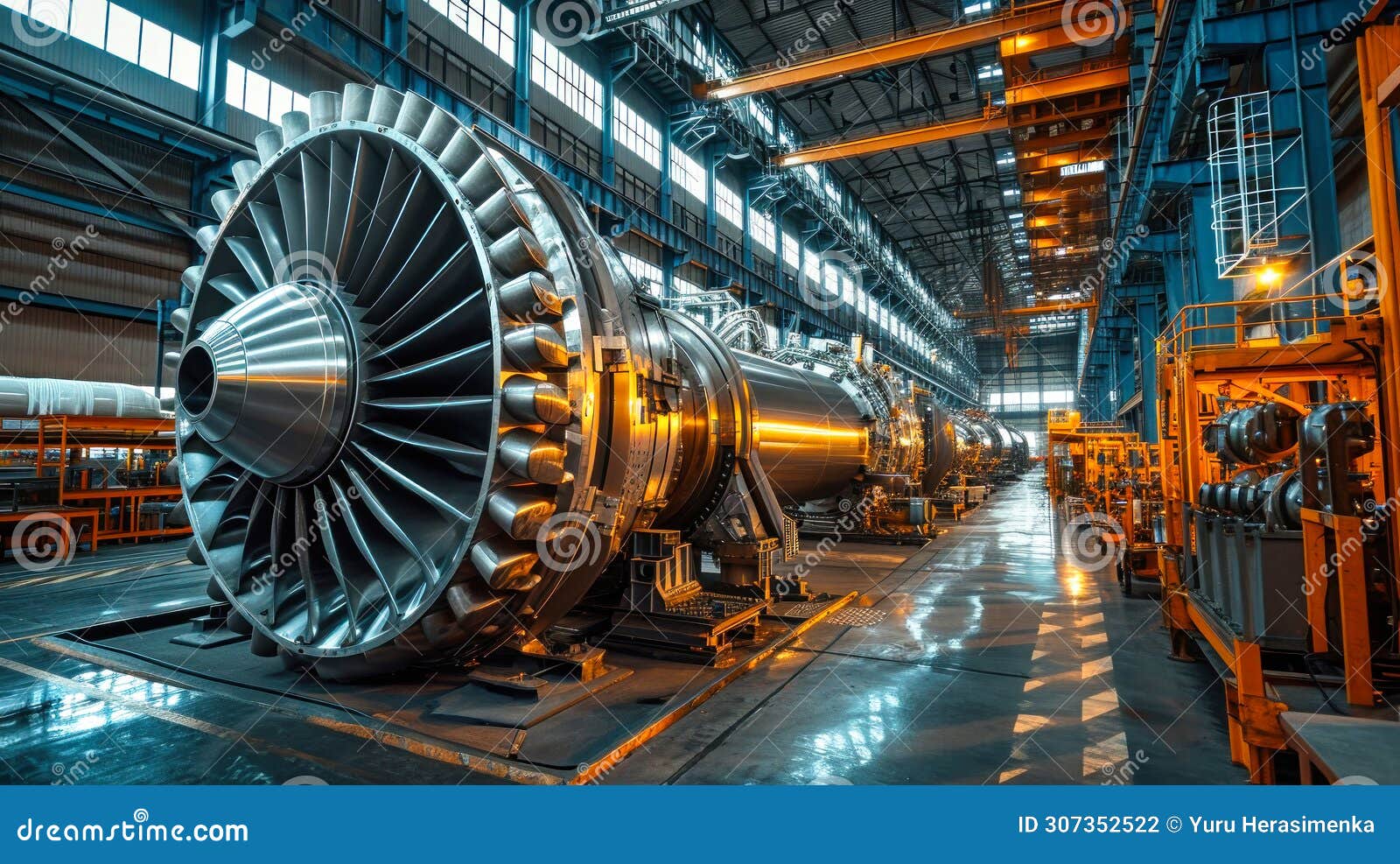 Large Jet Engine Inside Factory Workshop Stock Illustration ...