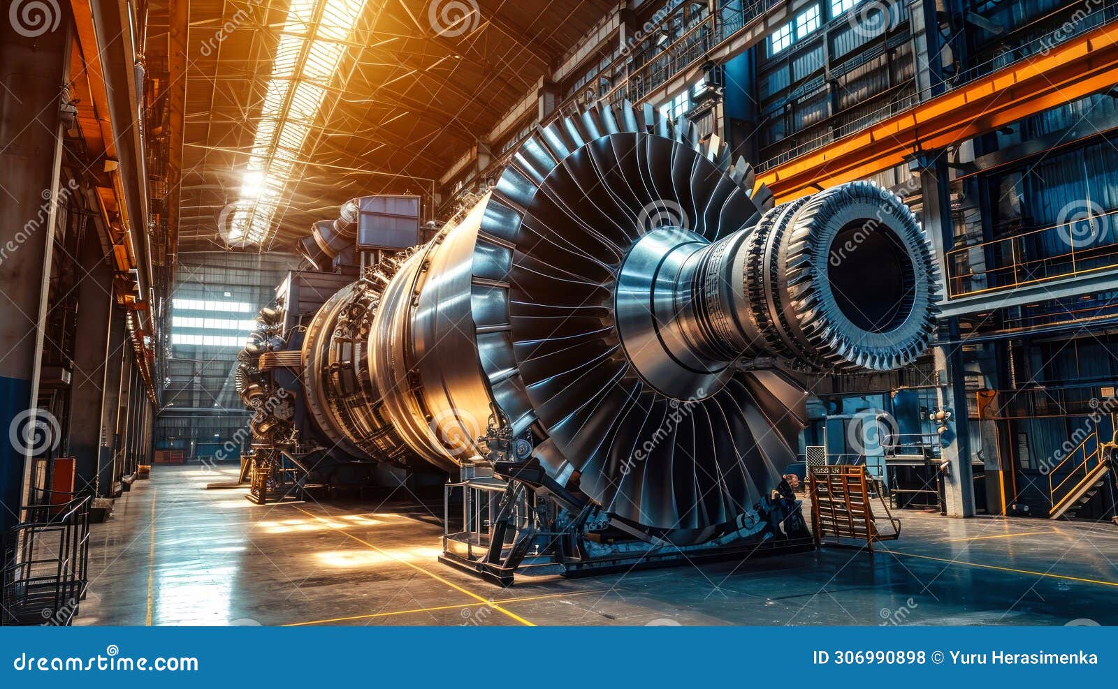 Large Jet Engine Inside Factory Workshop Stock Illustration ...