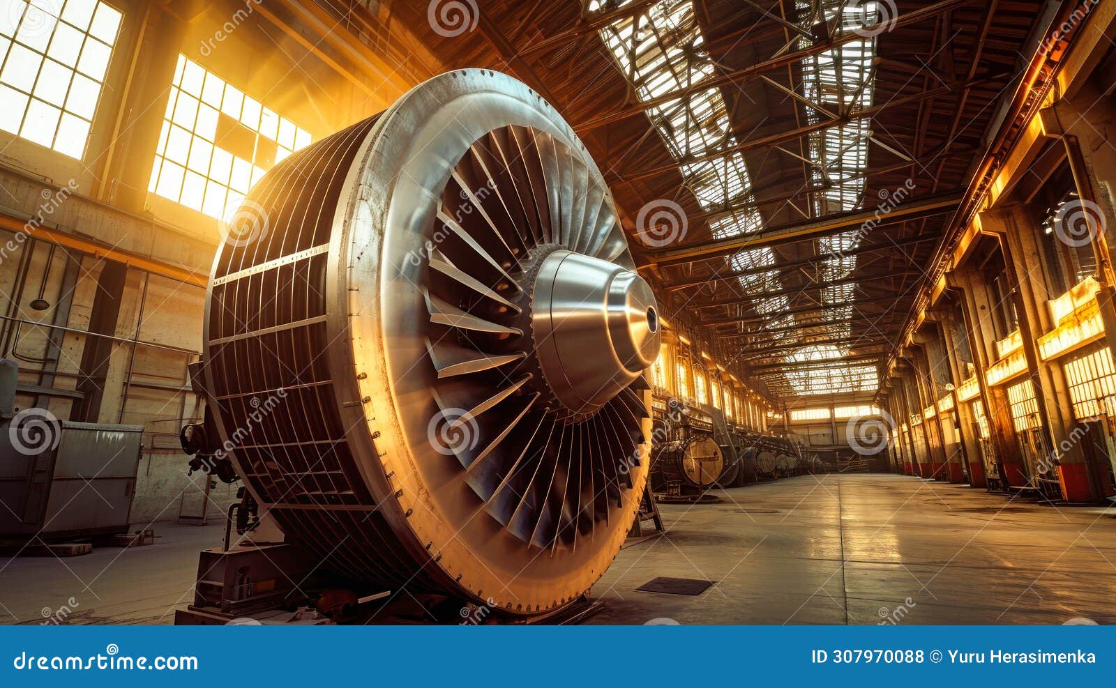 Large Jet Engine Inside Factory Workshop Stock Illustration ...