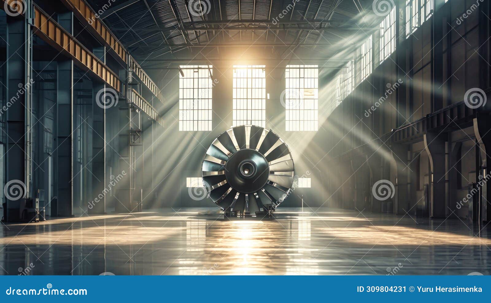 Large Jet Engine Inside Factory Workshop Stock Illustration ...