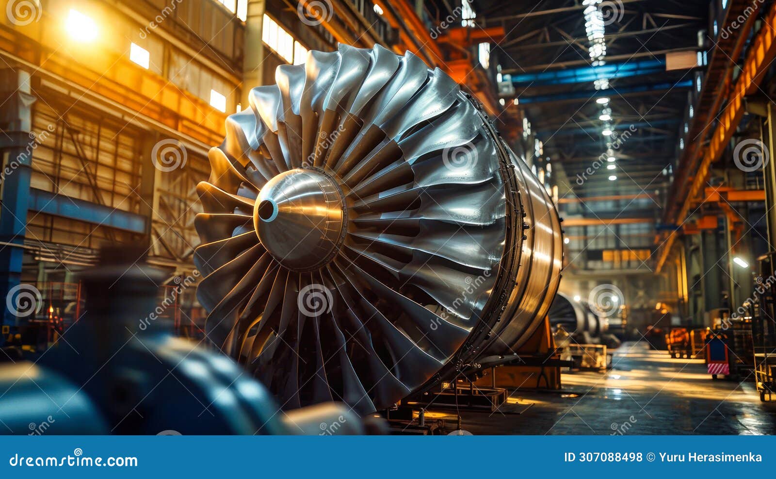 Large Jet Engine Inside Factory Workshop Stock Illustration ...