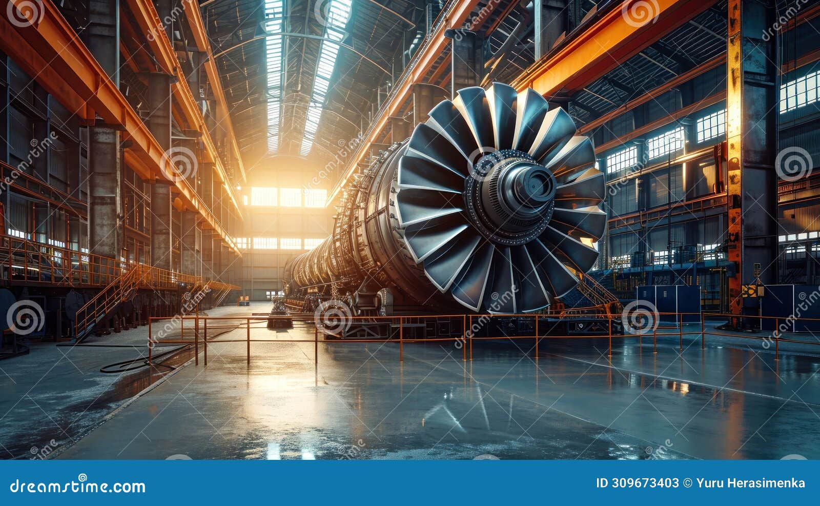 Large Jet Engine Inside Hangar Stock Illustration - Illustration of ...