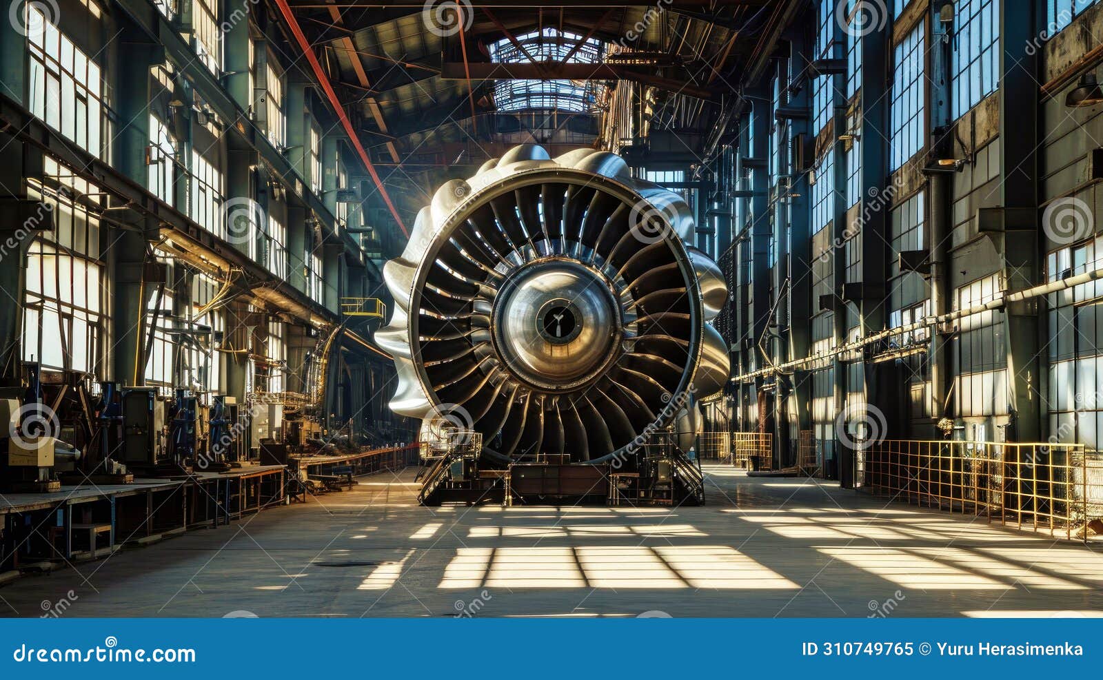 Large Jet Engine Inside Hangar Stock Illustration - Illustration of ...