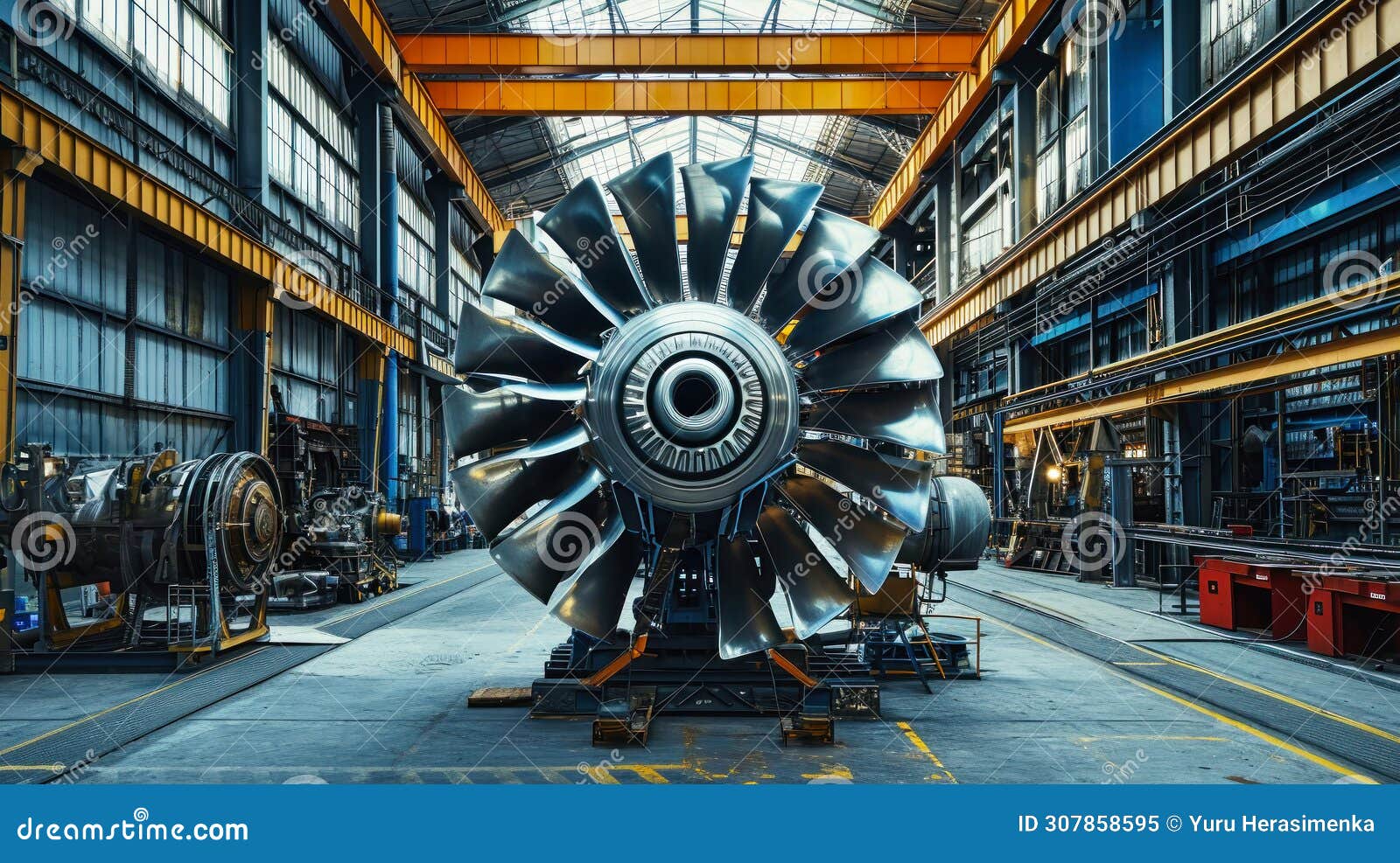 Large Jet Engine Installed in Factory Workshop Stock Illustration ...