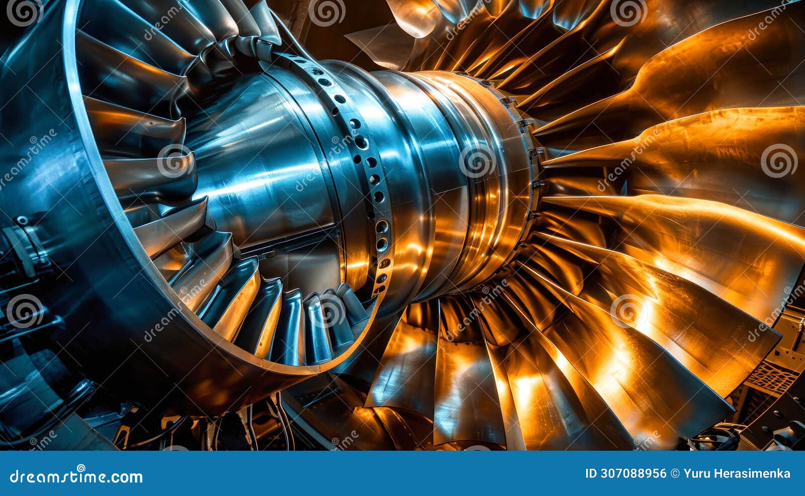 Large Jet Engine Positioned in Factory Workshop Stock Illustration ...