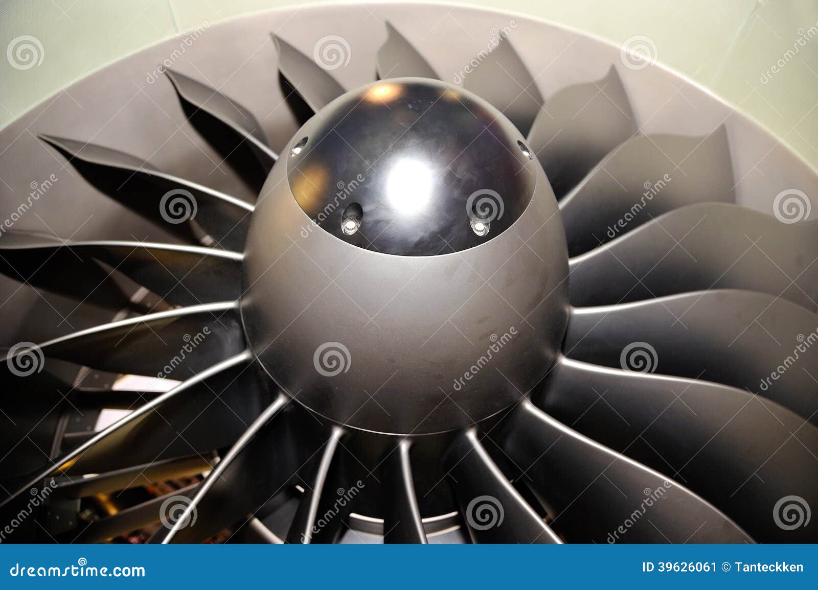 Large Jet Engine Turbine Blades Stock Image - Image of maintenance ...
