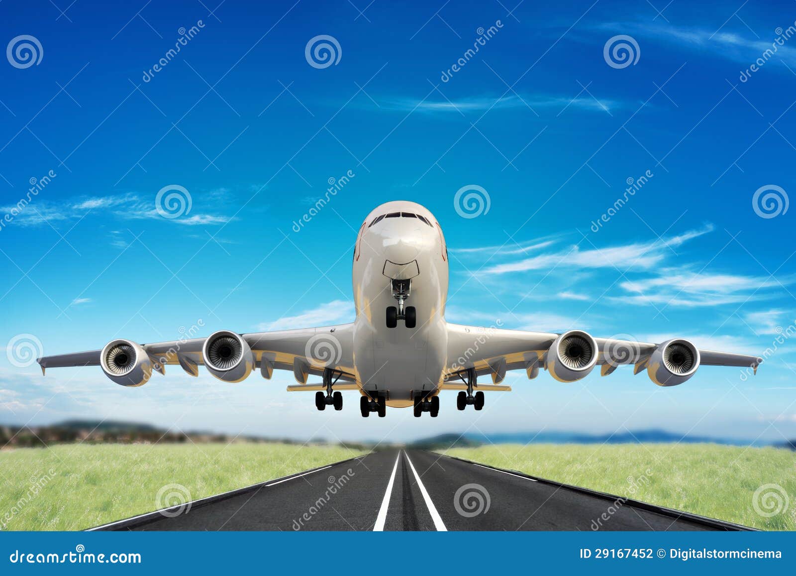 Large Jet Taking Off Runway Stock Photo - Image of aircraft ...