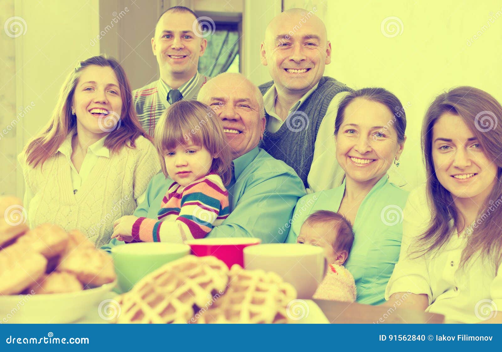 Large Joyful Three Generations Family Stock Photo - Image of generation ...