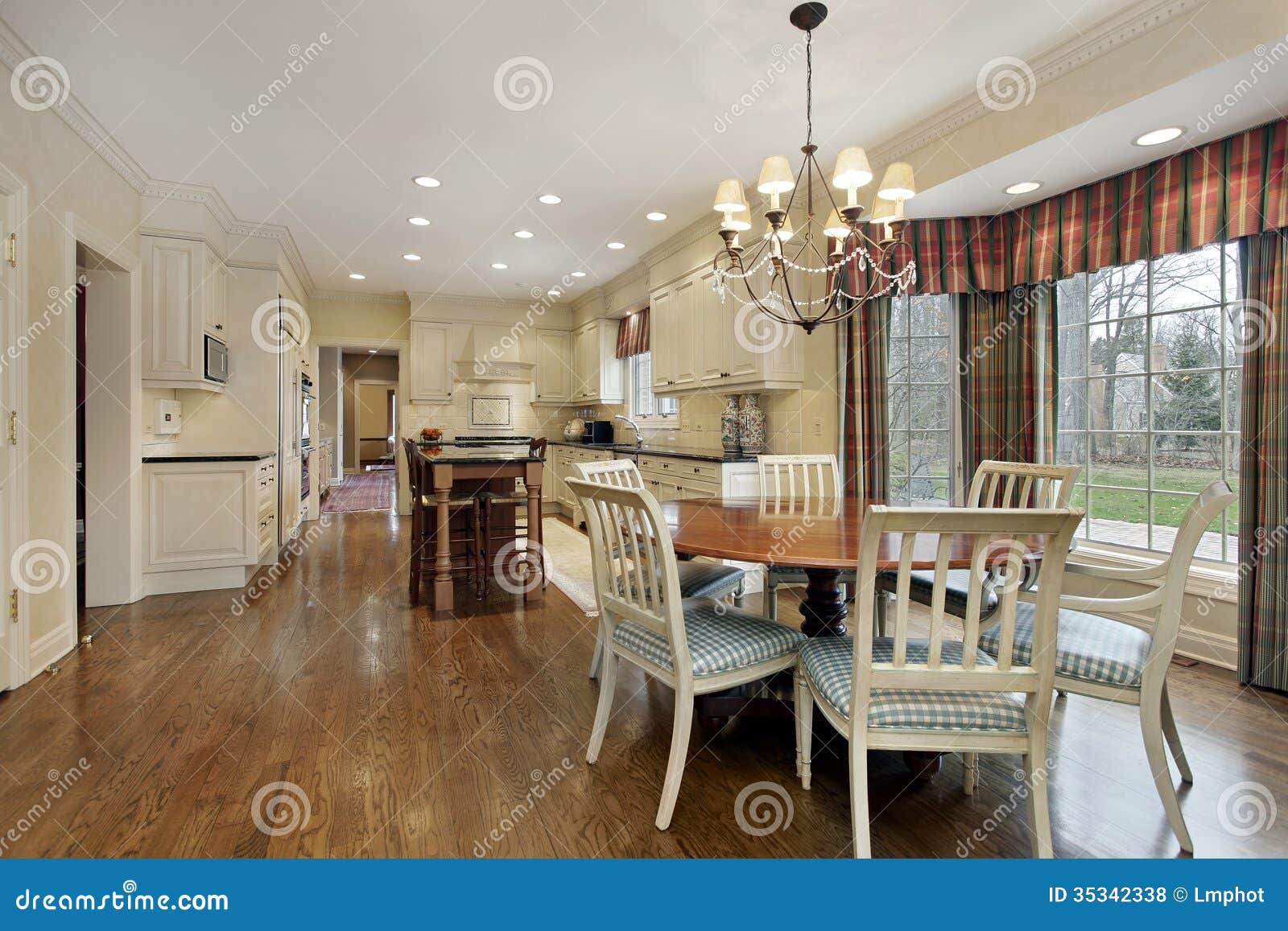 Large Kitchen with Eating Area Stock Photo - Image of architecture ...