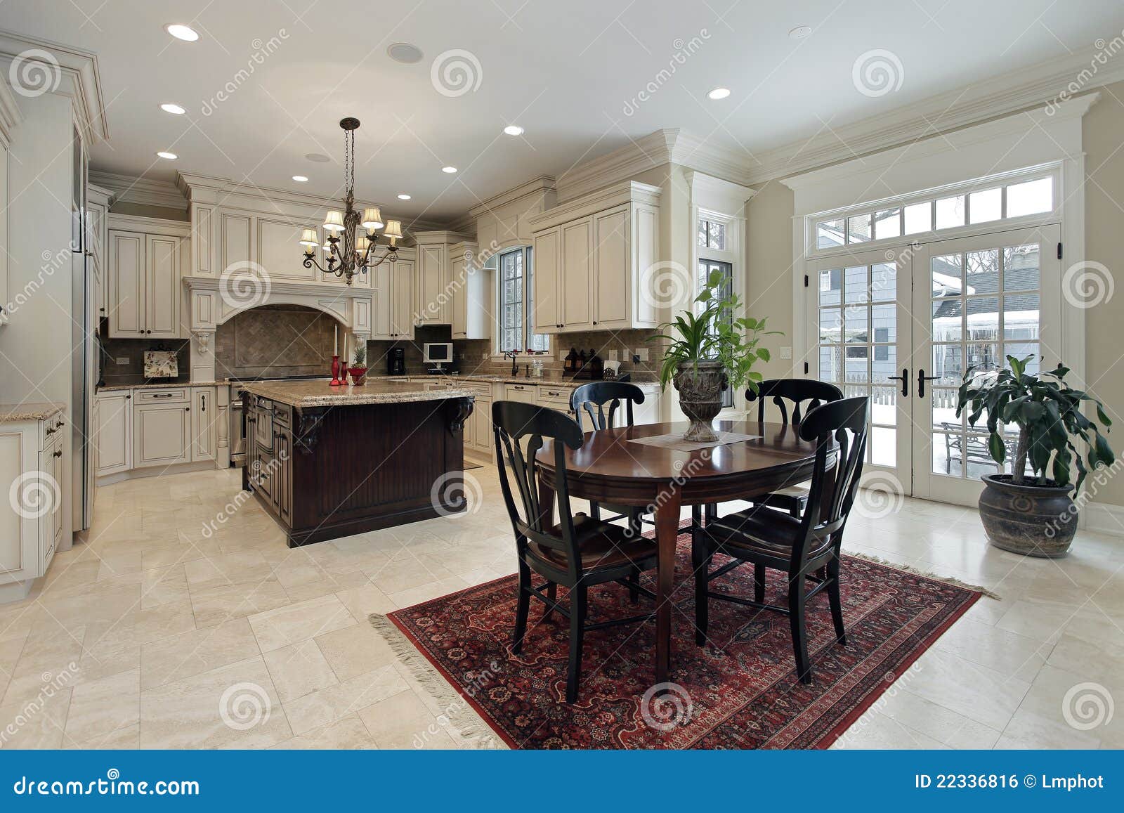 Large kitchen with island stock photo. Image of floor - 22336816