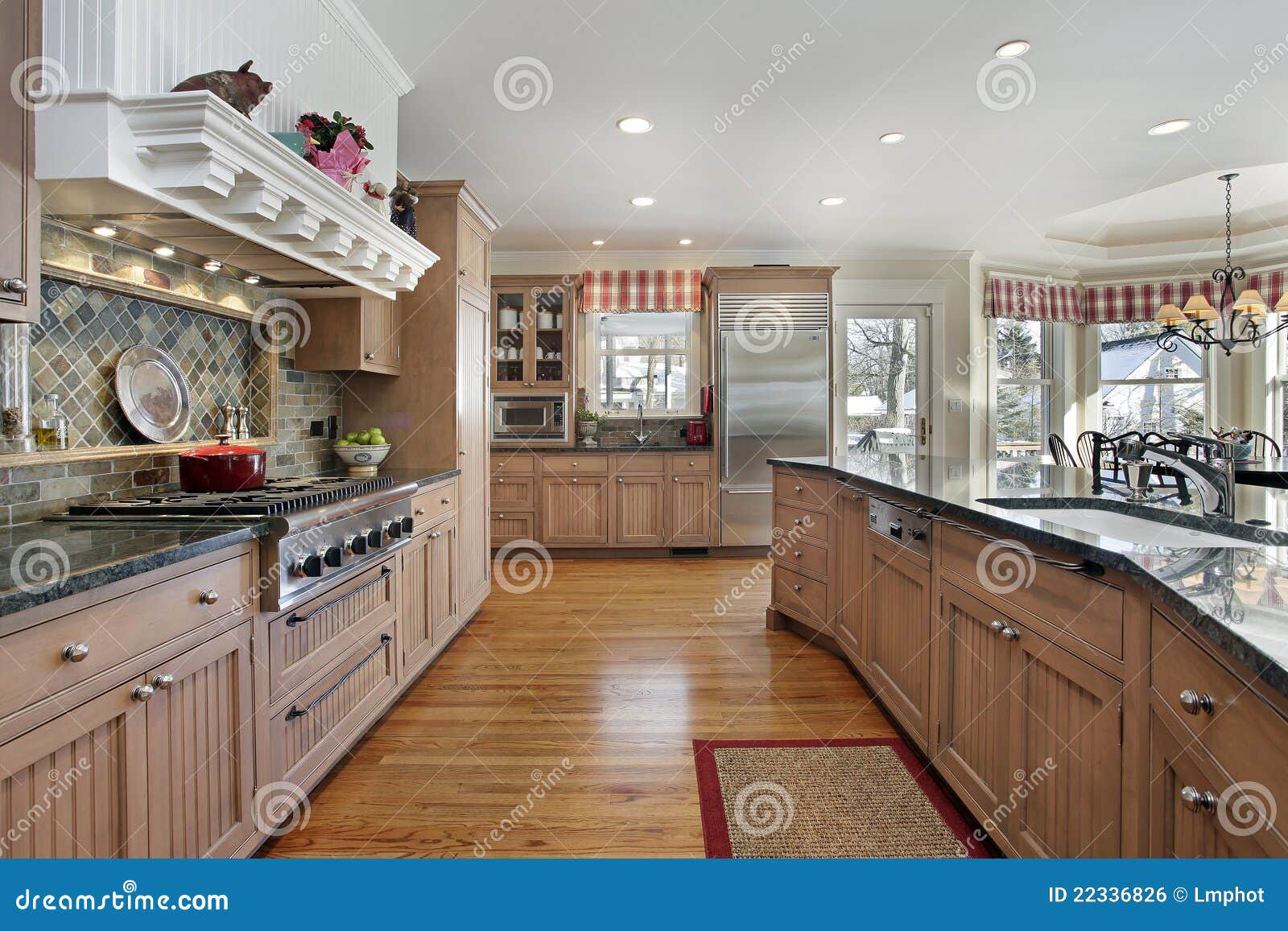 Large Kitchen in Modern Home Stock Photo - Image of appliance, decor ...