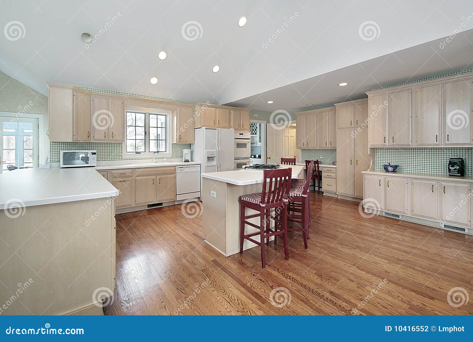 Large Kitchen in Suburban Home Stock Photo - Image of residence ...