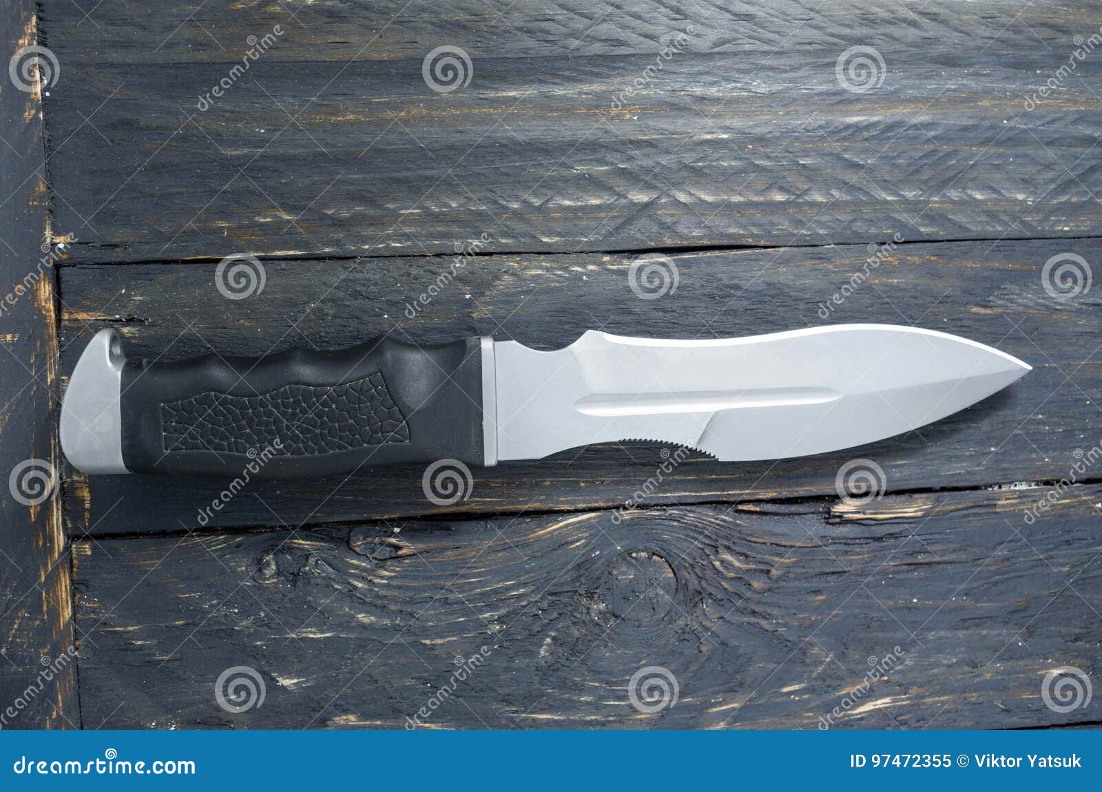 Large Knife for Military Task. Top View Stock Image - Image of ...