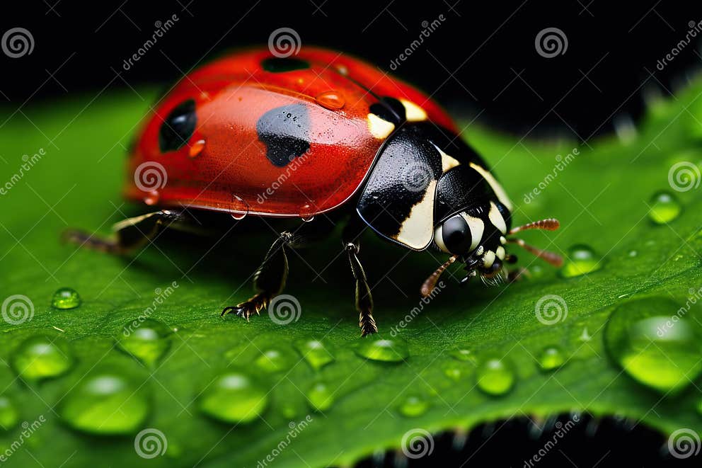 Large Ladybug Close-up. Cute Insect Stock Illustration - Illustration ...