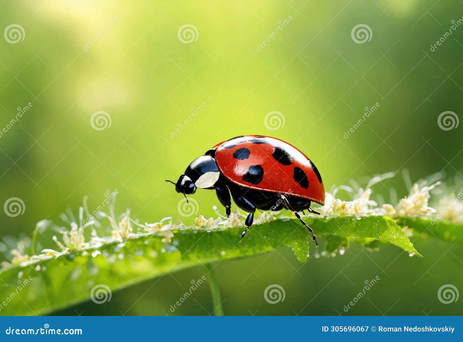 Large Ladybug Close Up in Green Nature Stock Illustration ...