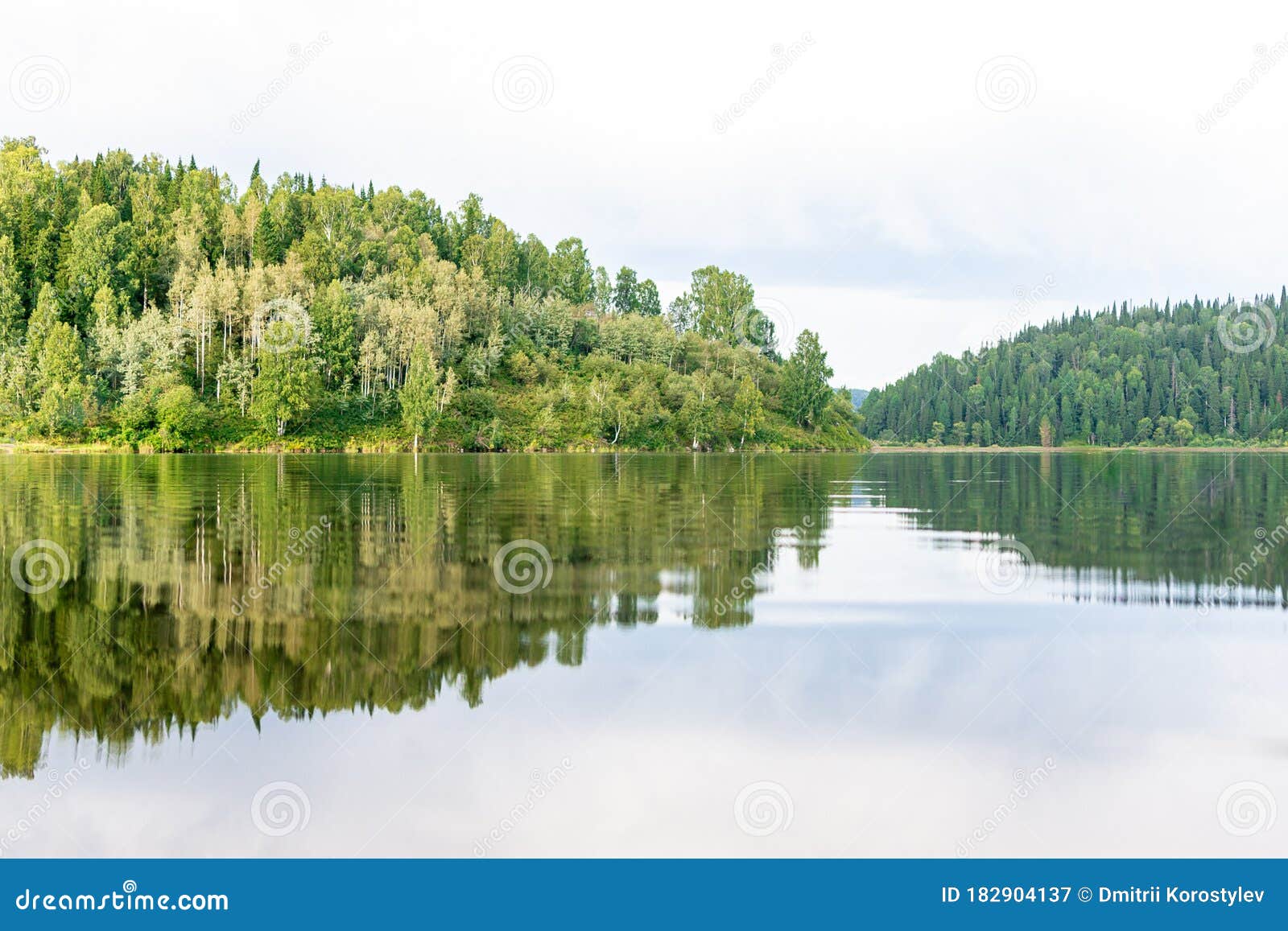 Large Lake Surrounded by Forest in Cloudy Weather Stock Image - Image ...