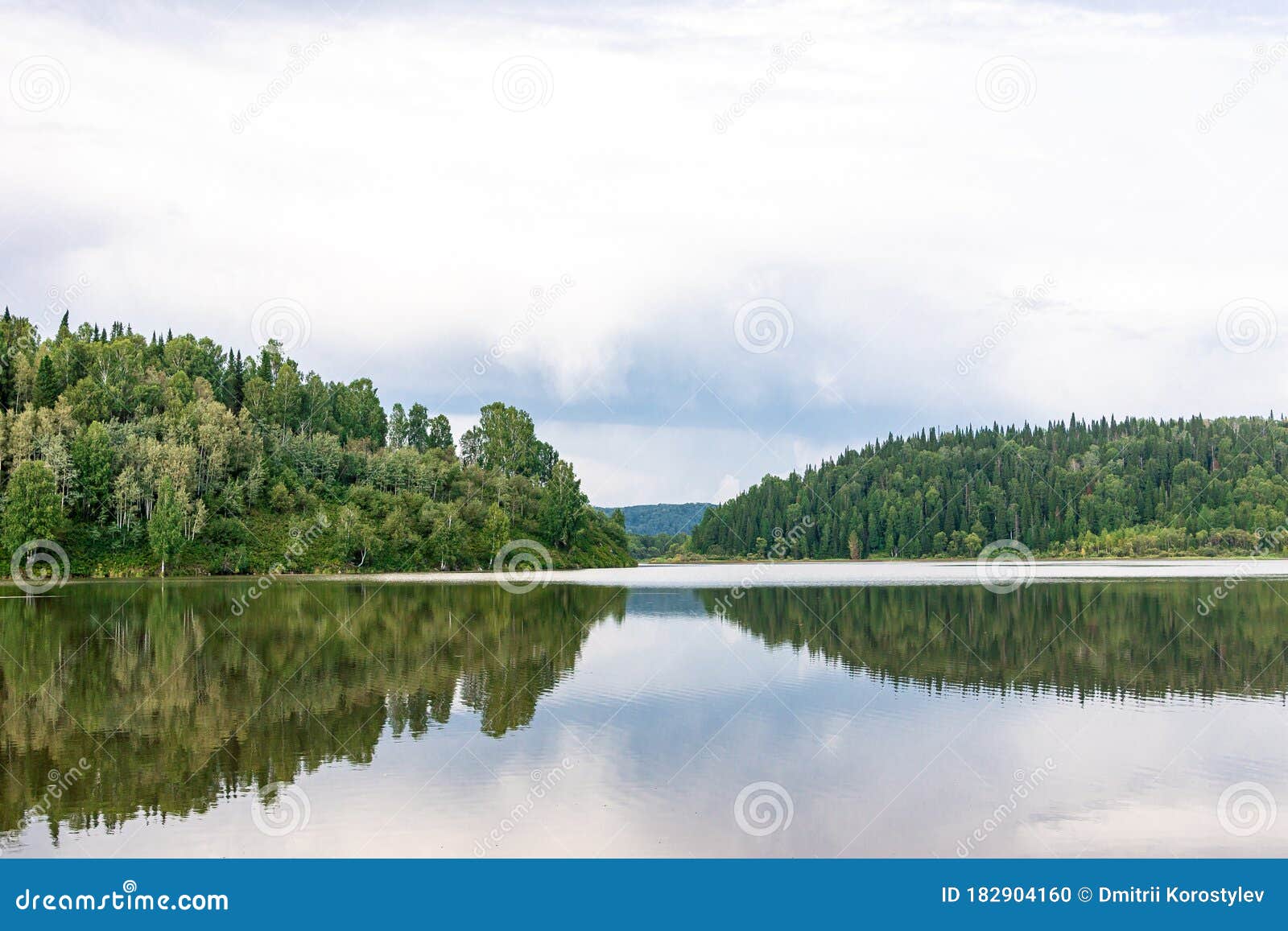 Large Lake Surrounded by Taiga in Cloudy Weather Stock Photo - Image of ...