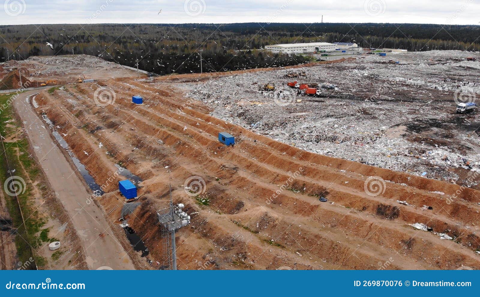 Large Landfill Near the Metropolis. View from the Drone. Stock Photo ... Large Landfill Near the Metropolis. View from the Drone. Stock Photo ...