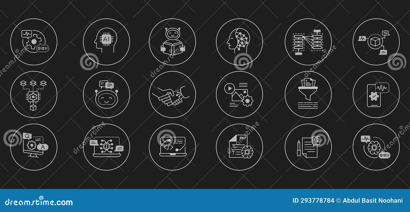 Large Language Model Icon Set. Vector Line Icons for AI Concepts Stock ...
