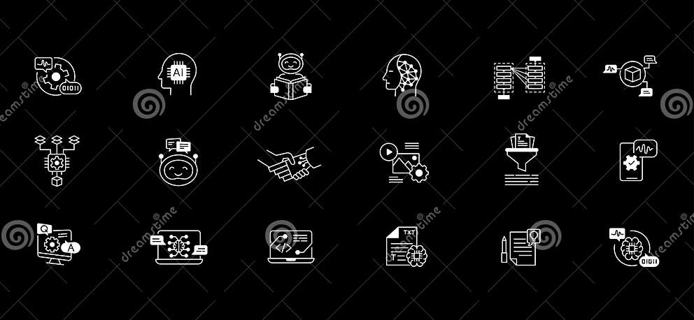 Large Language Model Icon Set. Vector Line Icons for AI Concepts Stock ...