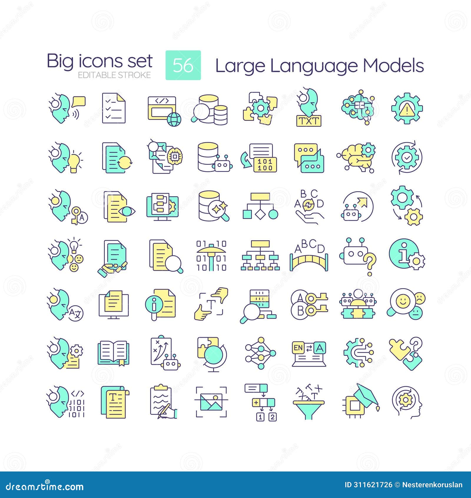 Large Language Models RGB Color Icons Set Stock Vector - Illustration ...