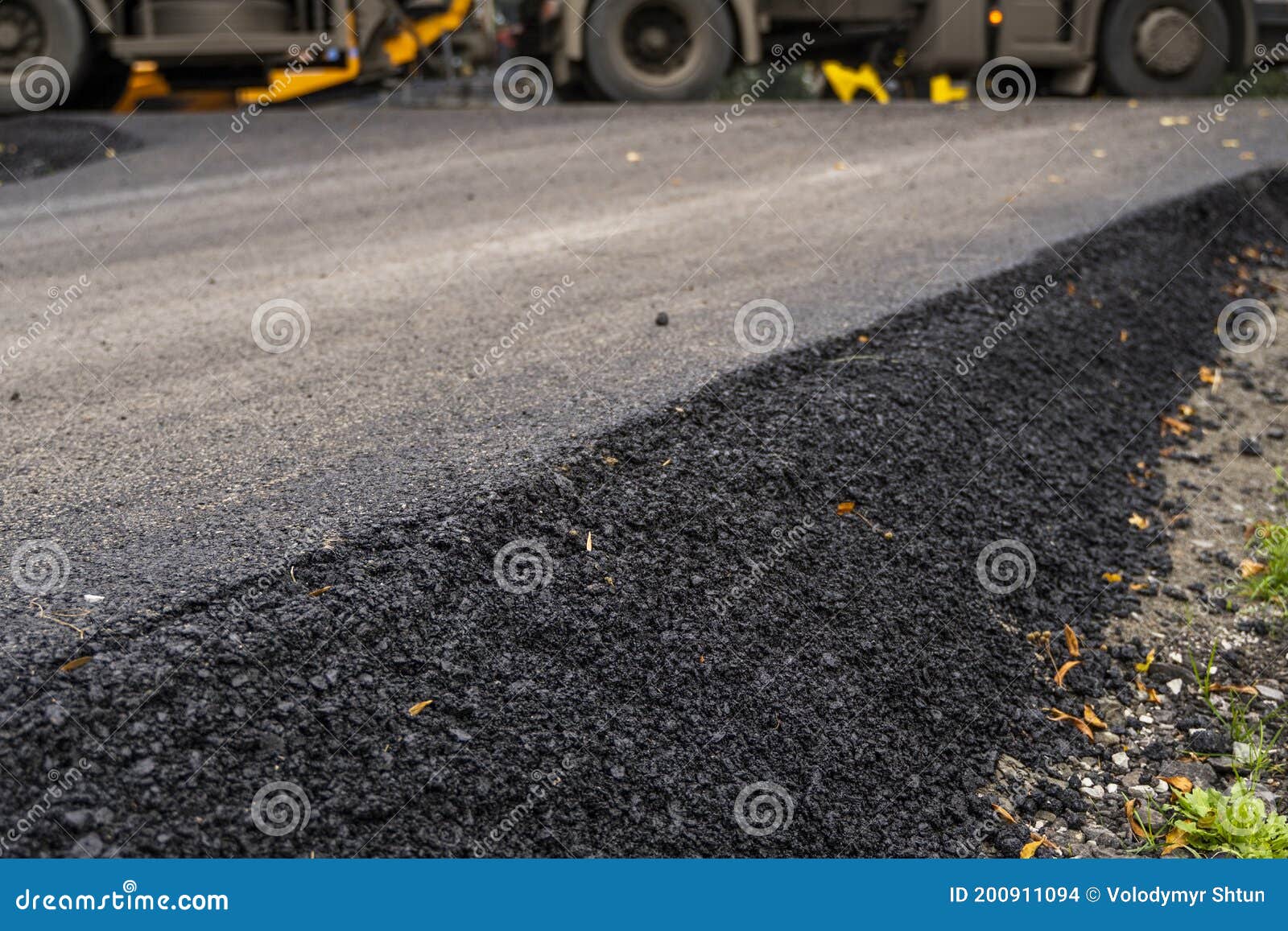 A Large Layer of Fresh Hot Asphalt. Layer of Asphalt Raw Material in a ...