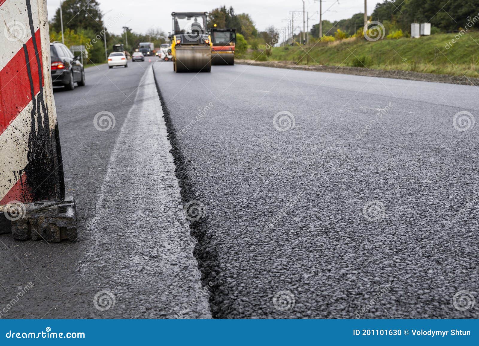 A Large Layer of Fresh Hot Asphalt. Layer of Asphalt Raw Material in a ...