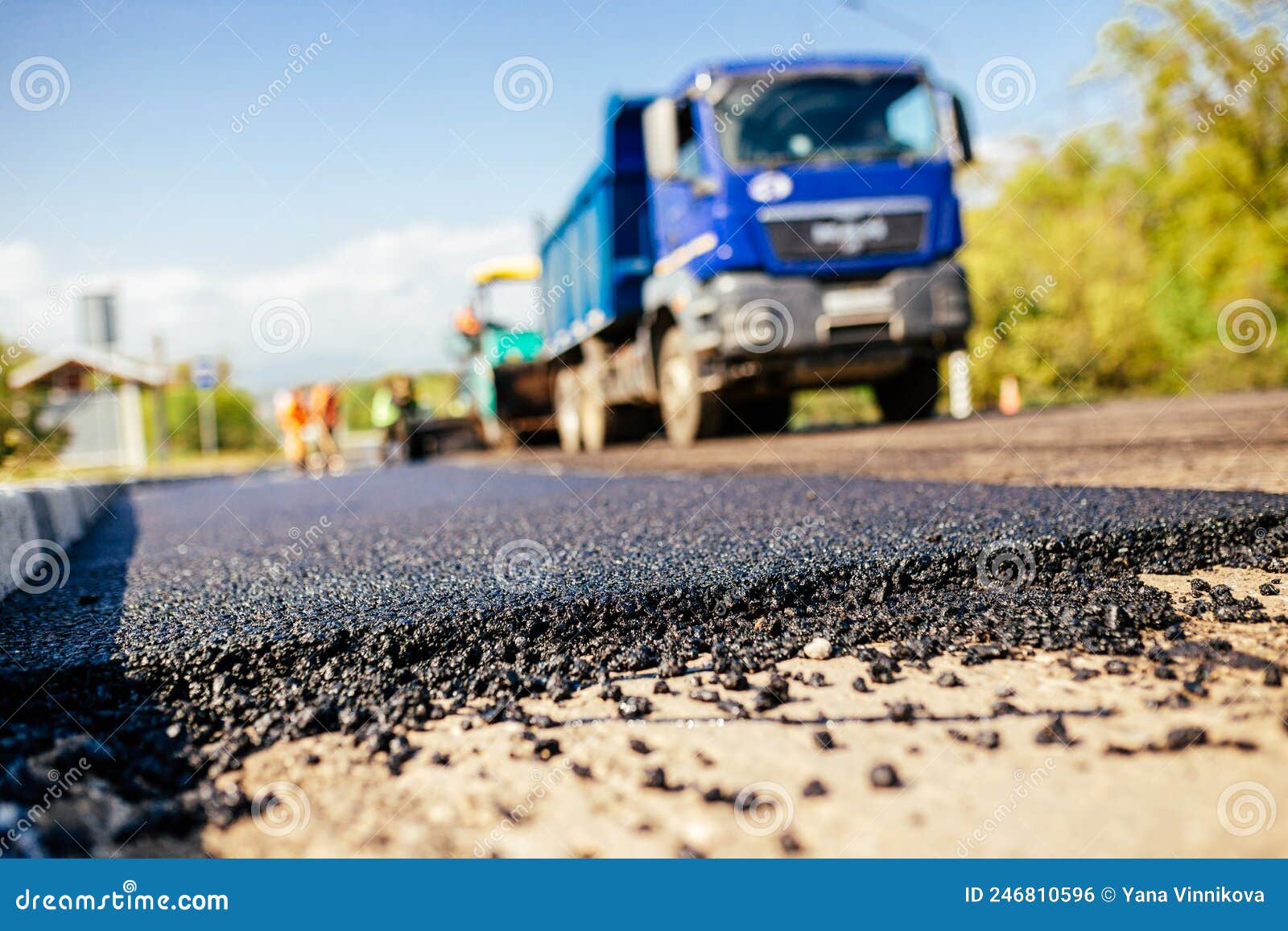 A Large Layer of Fresh Hot Asphalt. Road Construction Stock Photo ...