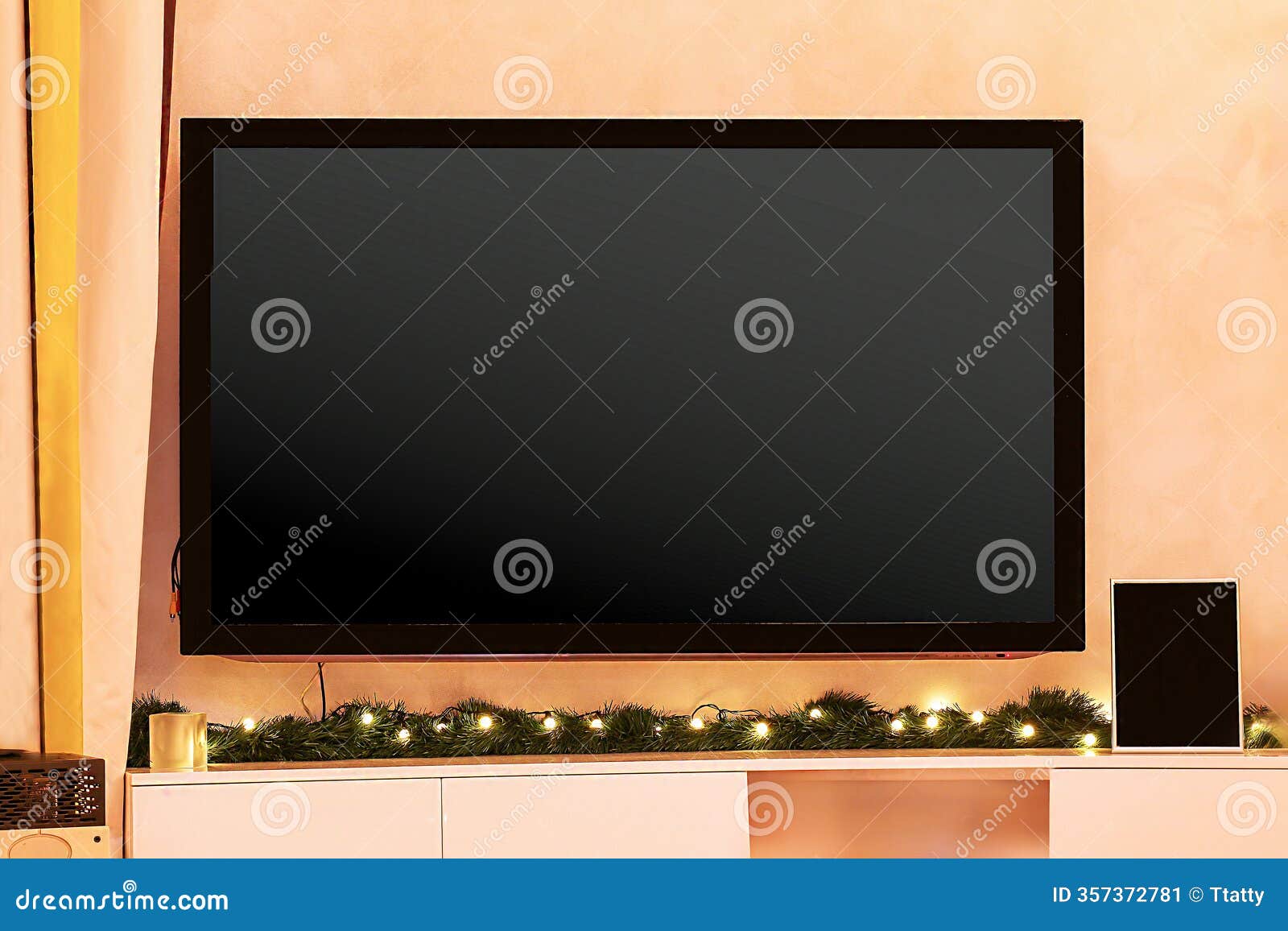 Large LCD flat screen stock image. Image of frame, interior - 357372781